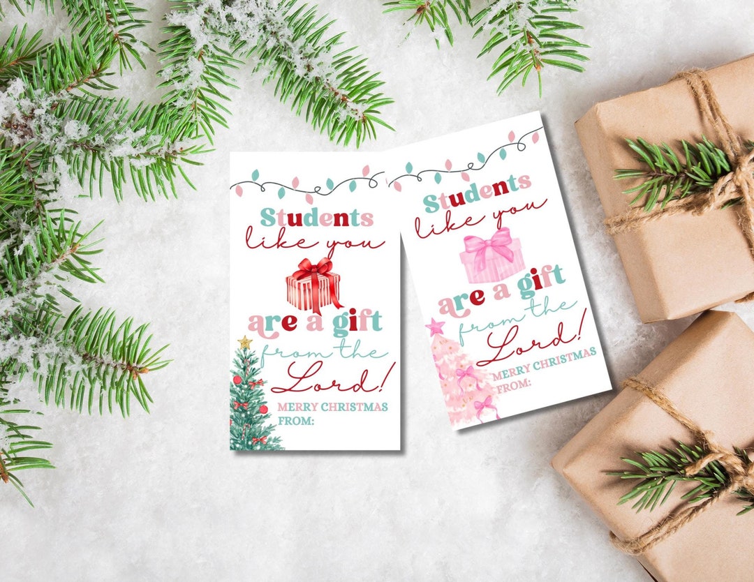 Christmas Gift Tag Christian Student Printable Sunday School Teacher ...
