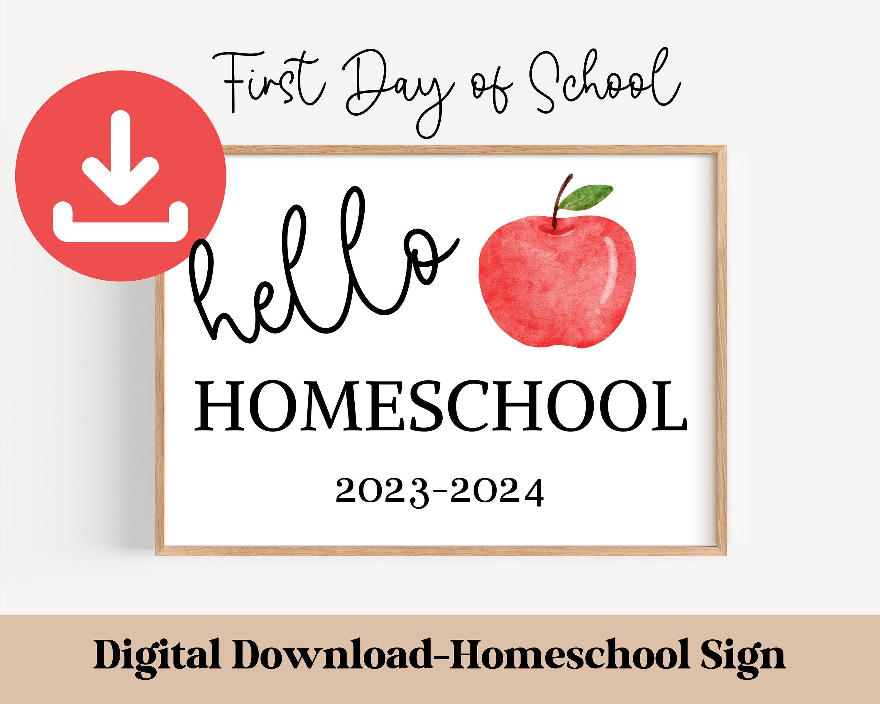 First Day of Homeschool Sign Digital Download Hello Homeschool - Etsy