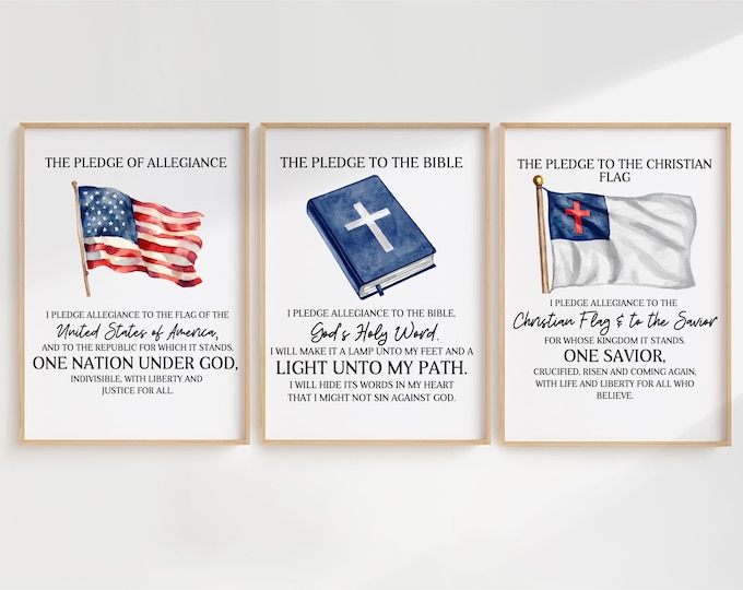Pledge of Allegiance Print Bundle // United States, Christian Flag, and ...