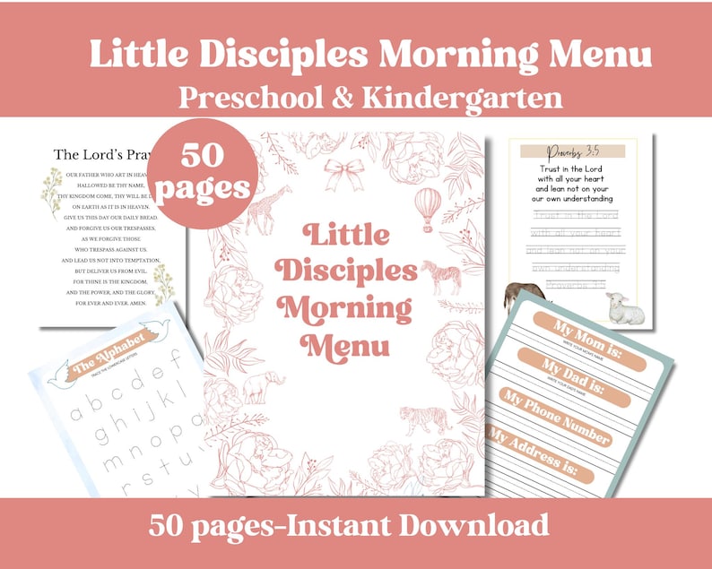 Morning Menu Christian Homeschool Preschool Morning Menu Kindergarten ...