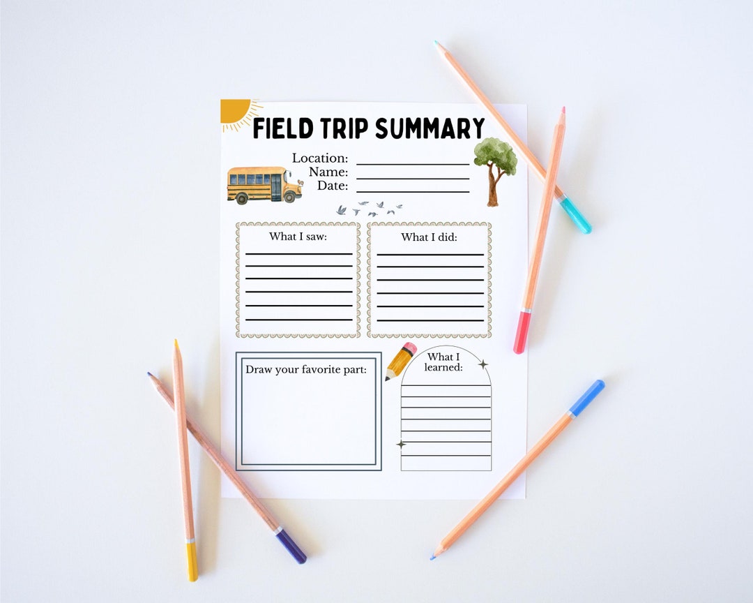 Field Trip Log Field Trip Worksheet Homeschool Field Trip Reflection ...