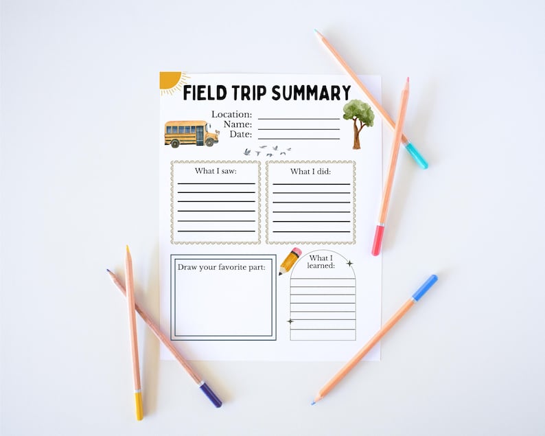 Field Trip Log Field Trip Worksheet Homeschool Field Trip Reflection ...