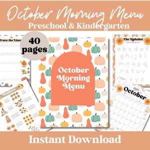 October Morning Menu Charlotte Mason Halloween Morning Menu Preschool ...