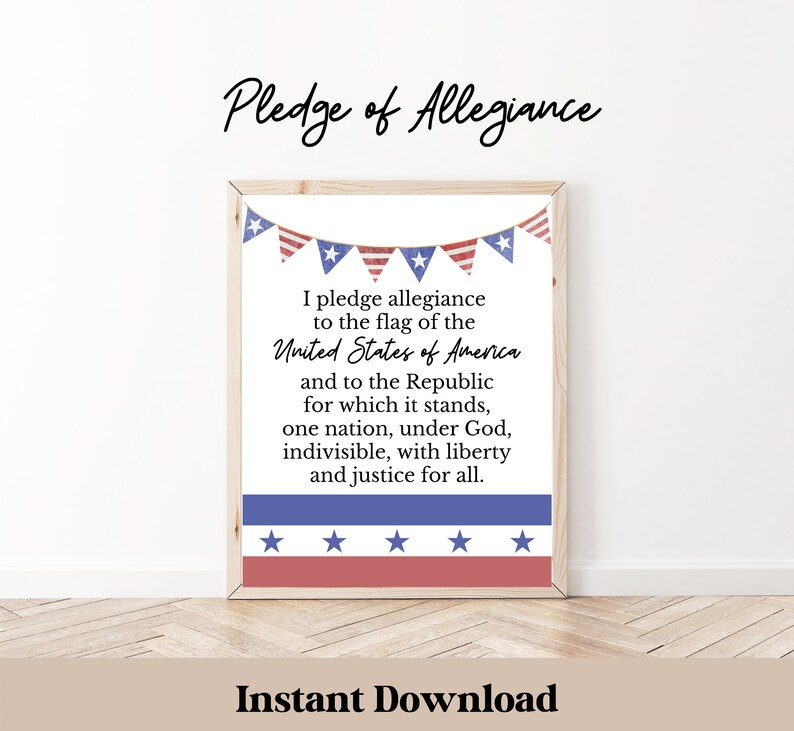 Pledge of Allegiance Printable Homeschool Decor Classroom - Etsy