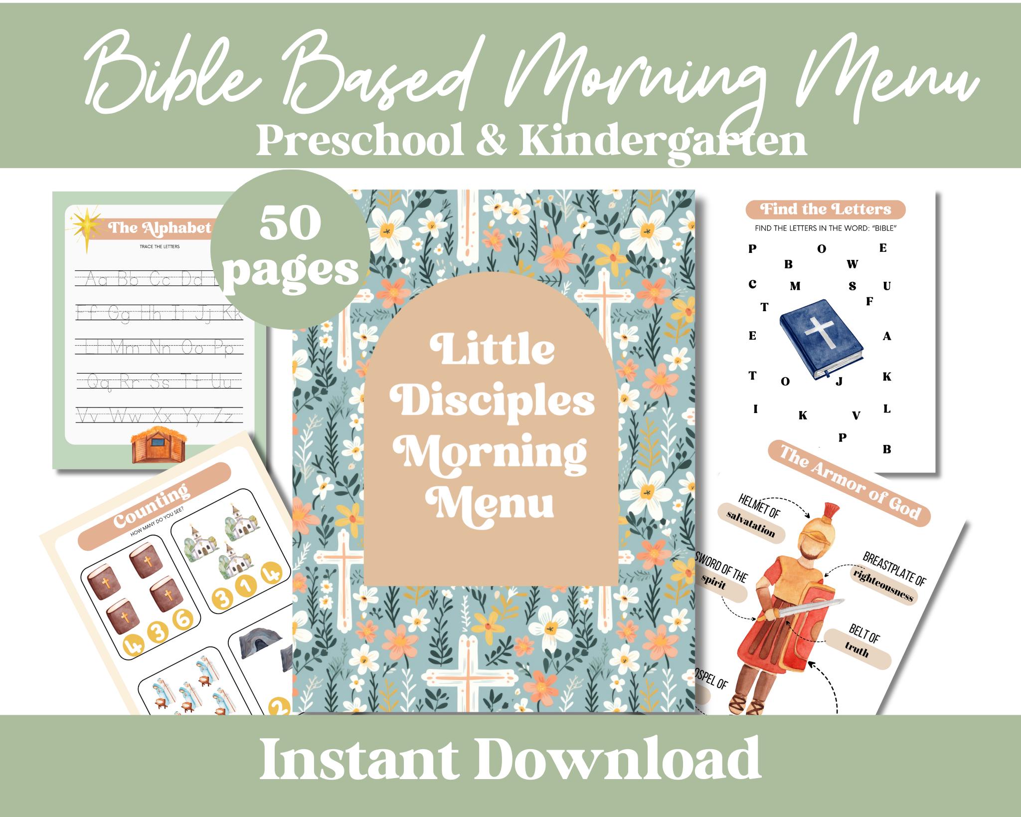 Morning Menu Christian Homeschool Preschool Morning Menu Kindergarten ...