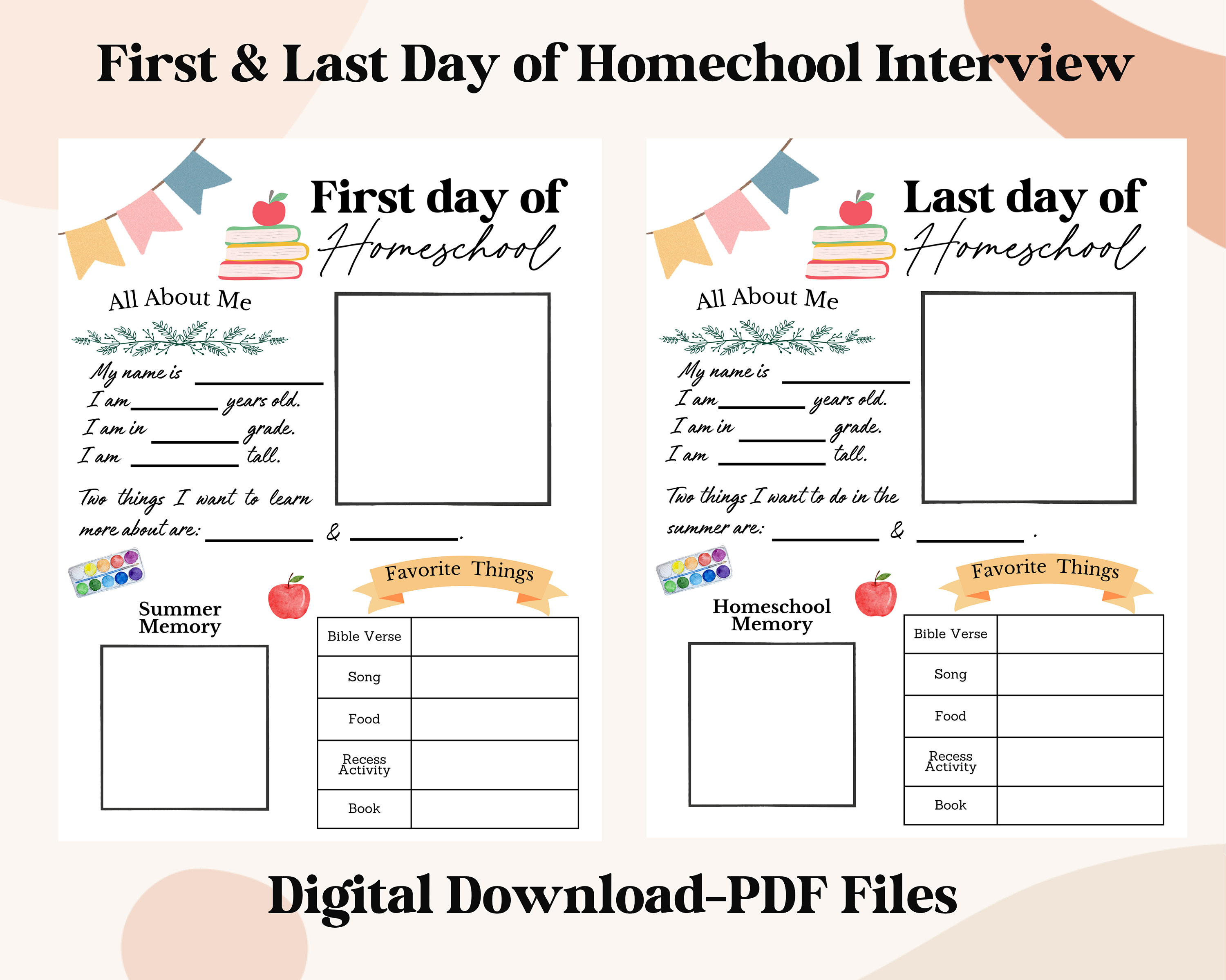 First Last Day of Homeschool Printable Back to School Questionnaire ...