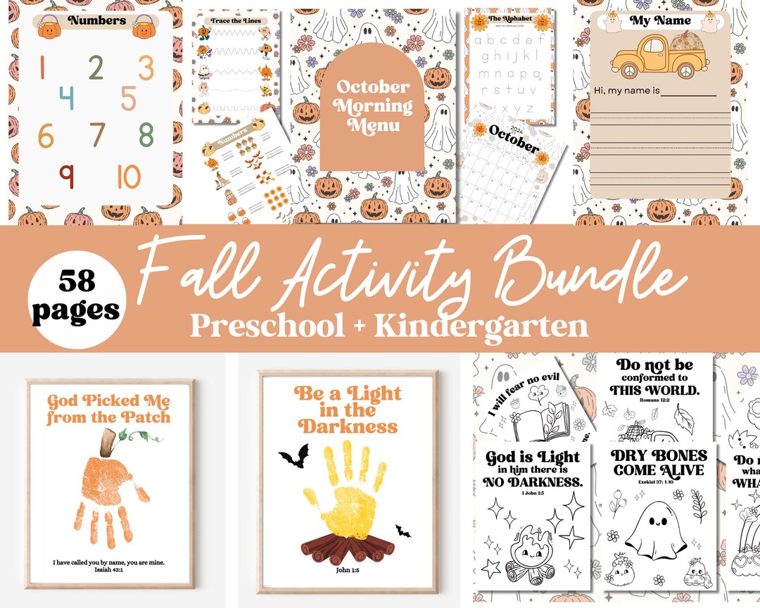 Christian Fall Preschool Bundle October Kindergarten Christian Fall ...