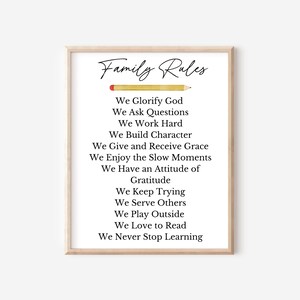 Christian Family Values Decor Christian Print in This House Family Gift ...