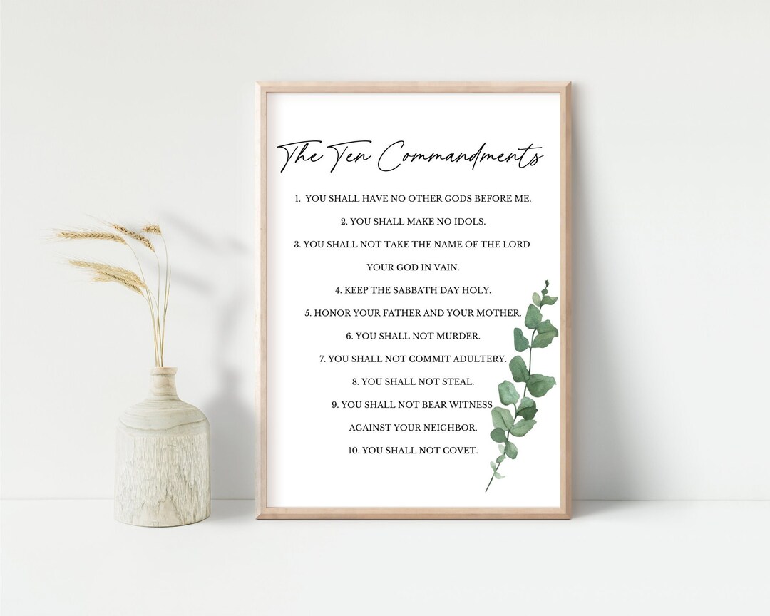 10 Commandments Print Ten Commandments Biblical Art Biblical Wall Art ...
