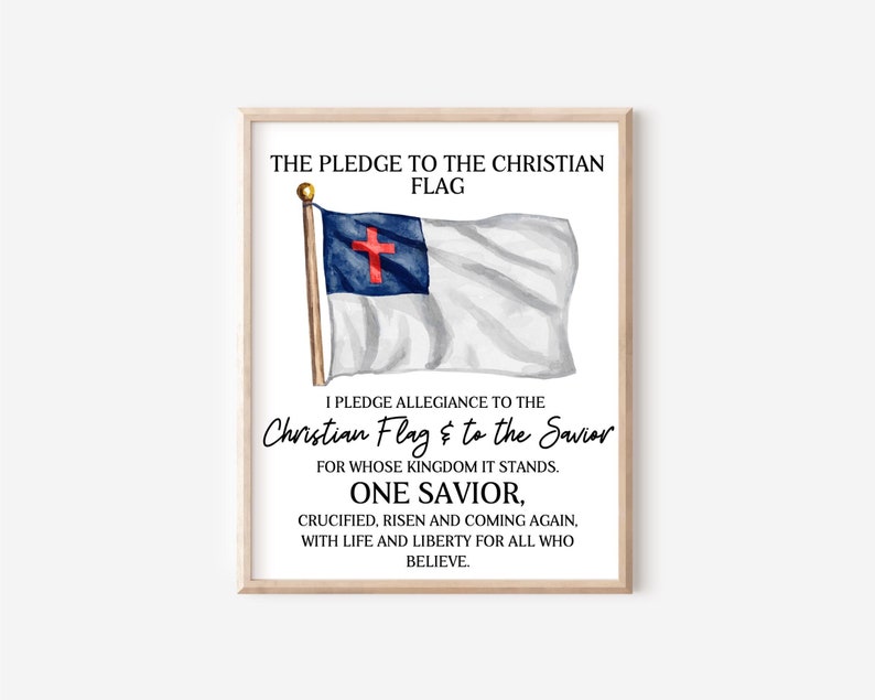 Pledge to the Christian Flag Allegiance Christian Classroom Decor ...