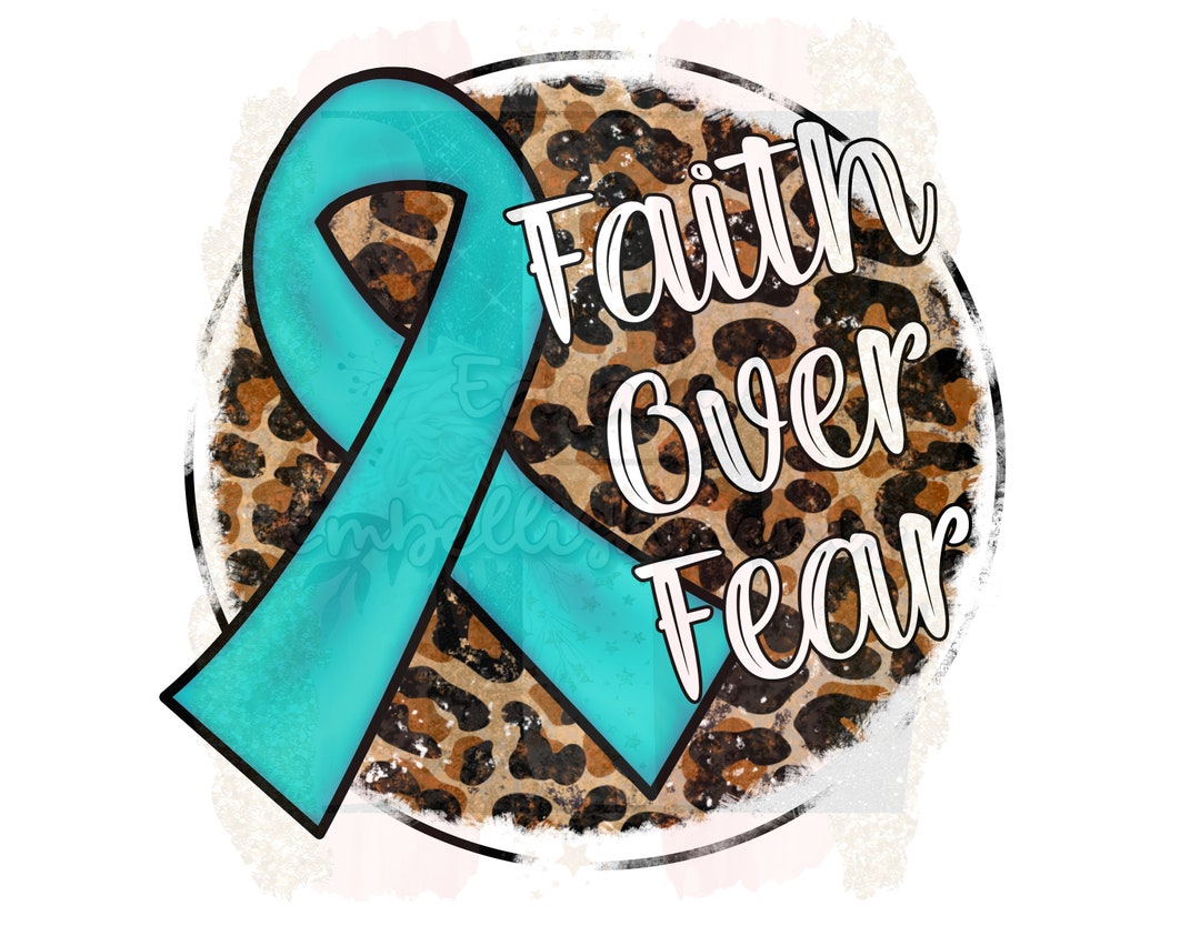 Faith Over Fear Addison’s Disease Prostate Cancer Blue Ribbon Leopard ...