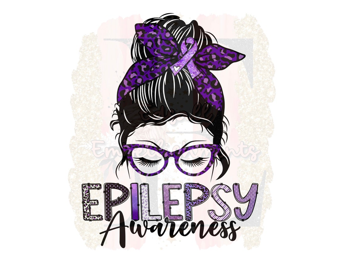 Epilepsy Awareness Messy Bun Purple Ribbon Epilepsy Awareness ...