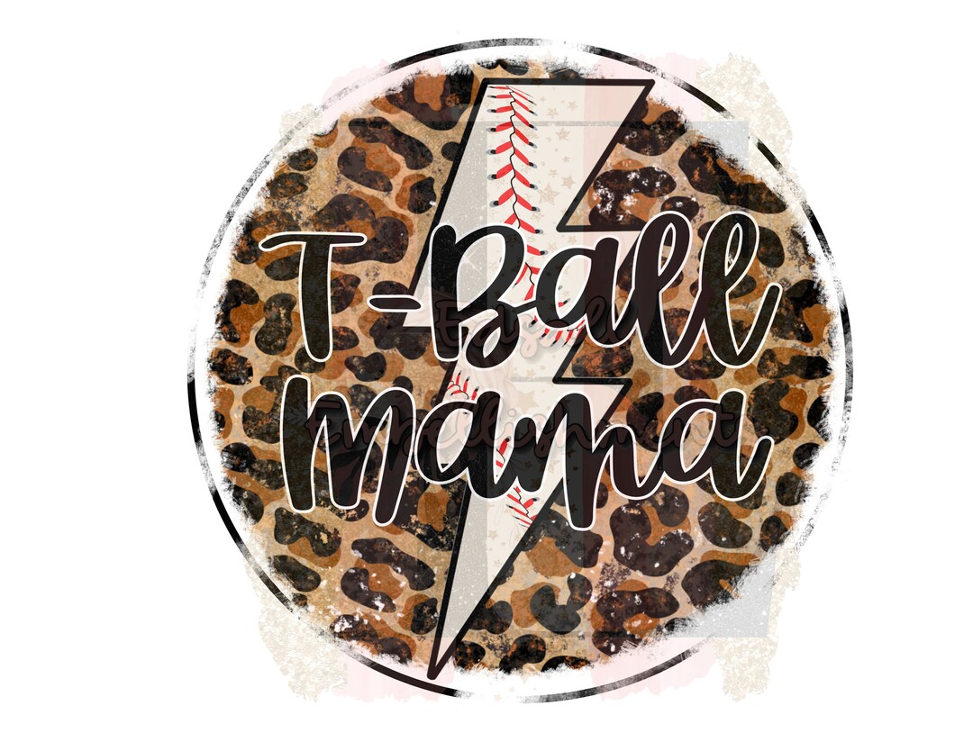 T-ball Mama Leopard Print Circle Baseball Lightning Bolt Sports Mama ...
