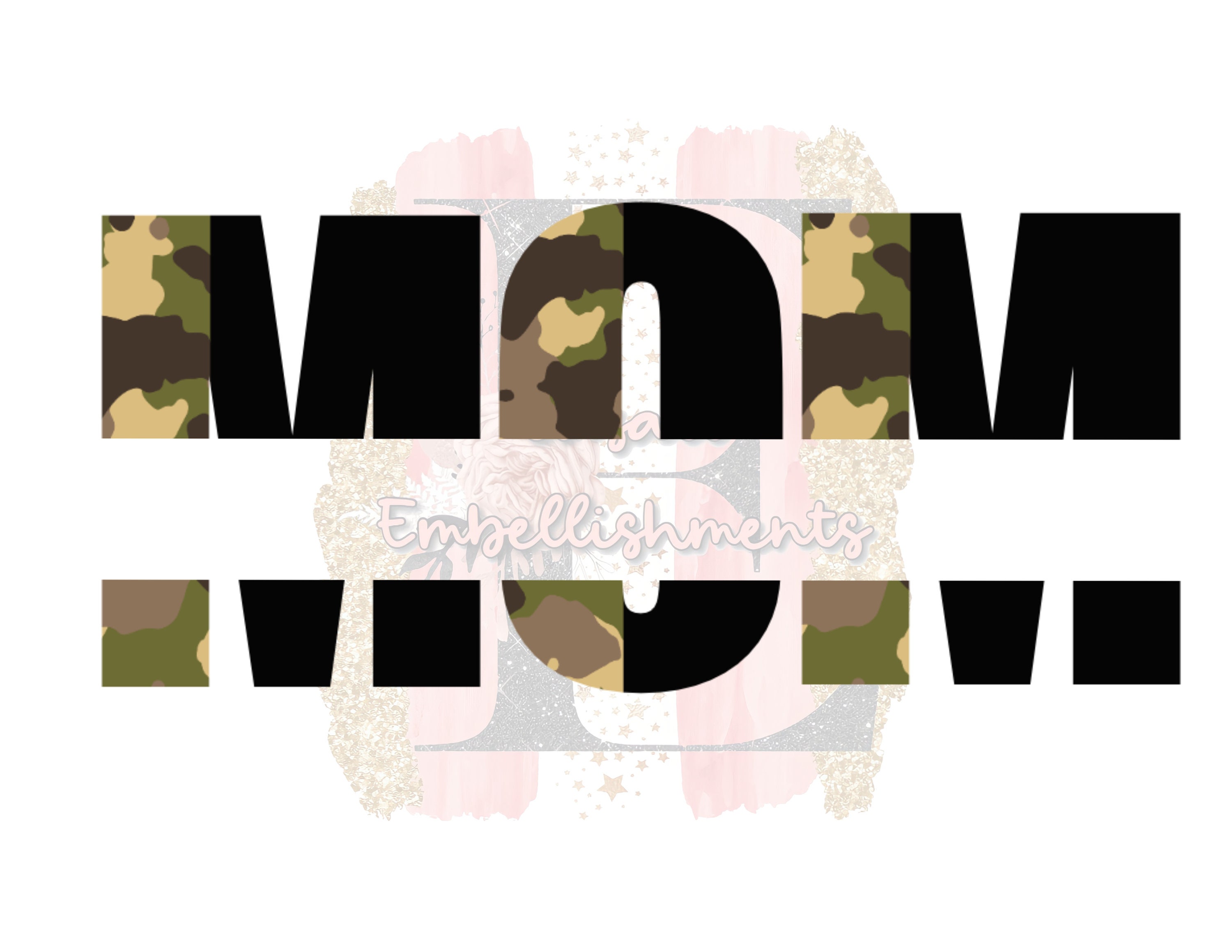 Mom Camo and Black Letters With Space for Names Mothers Day Sublimation ...