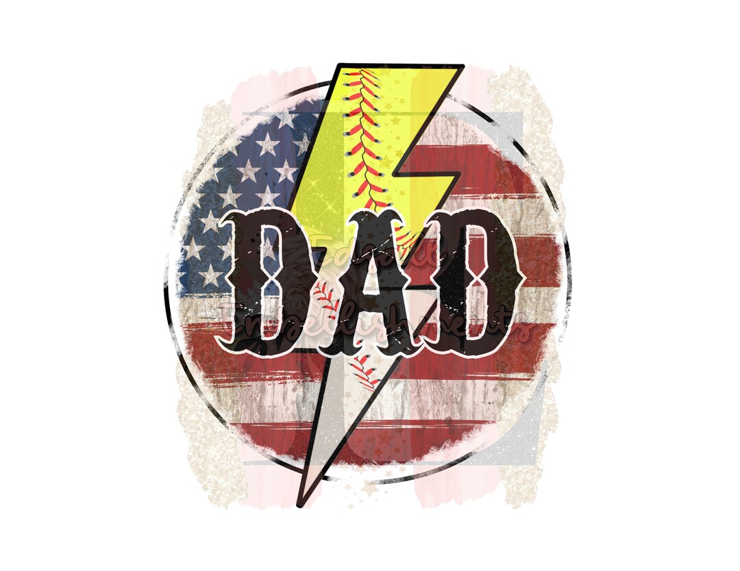 Baseball and Softball Dad Dad of Both Lightning Bolt and American Flag ...