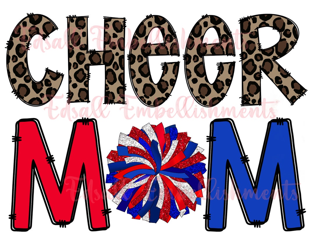 Leopard Print Cheer Mom Red Blue and Silver Sublimation Design - Etsy