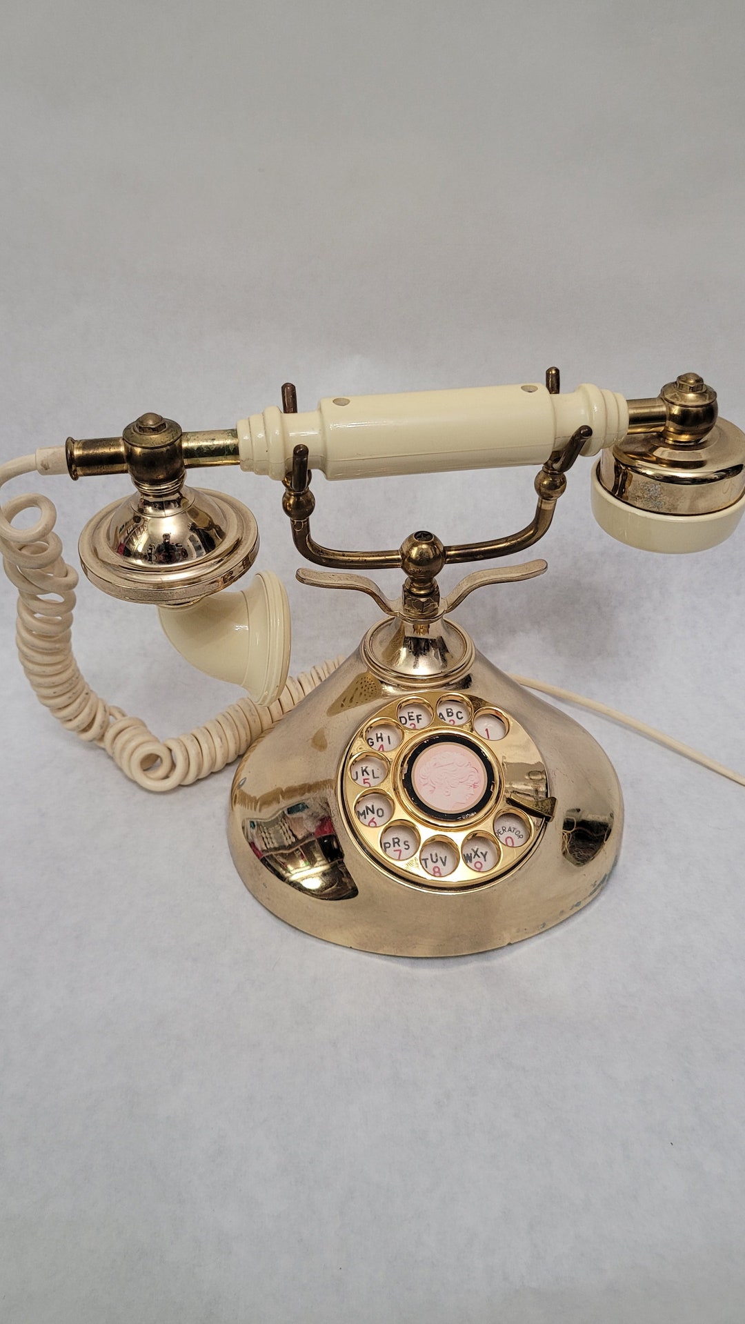 Vintage Princess Rotary Phone Table Telephone Cream and Gold Victorian ...