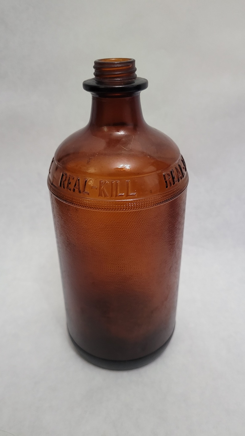 Vintage Poison Bottle Amber Glass Real Kill Insecticide Collectible ...