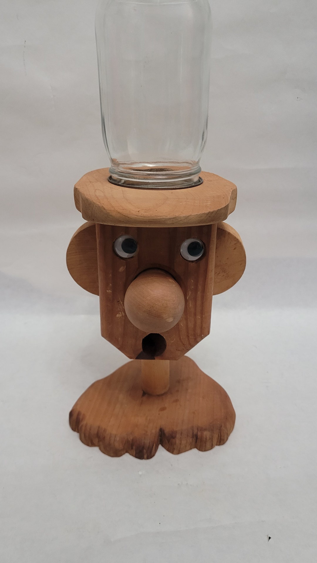 Vintage Handcrafted Handmade Jar Wood Candy Peanut M&M Gumball Machine ...