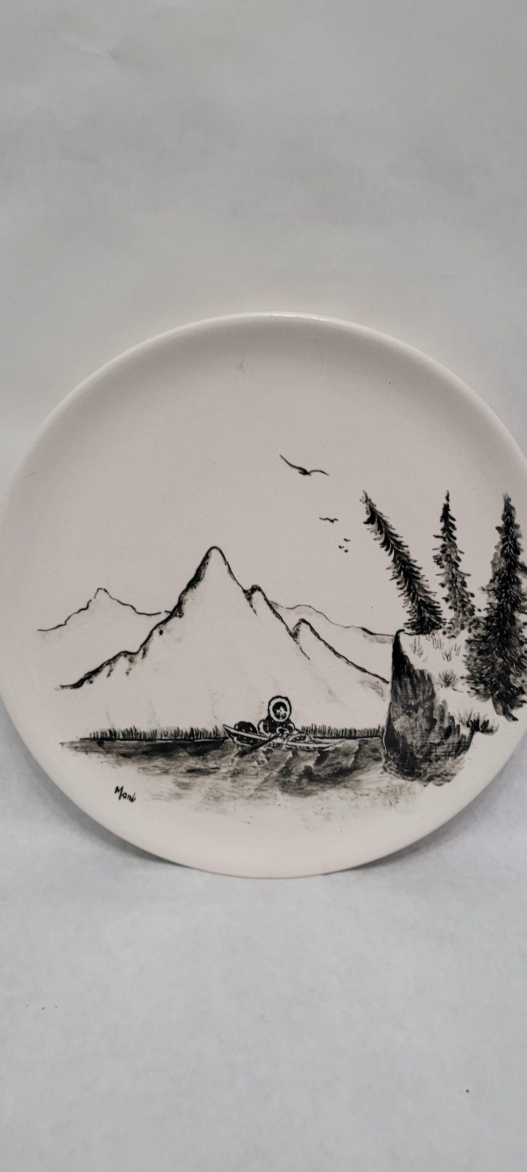 Bering Sea Originals Hand Painted Plate of Eskimo Fishing Forrest ...