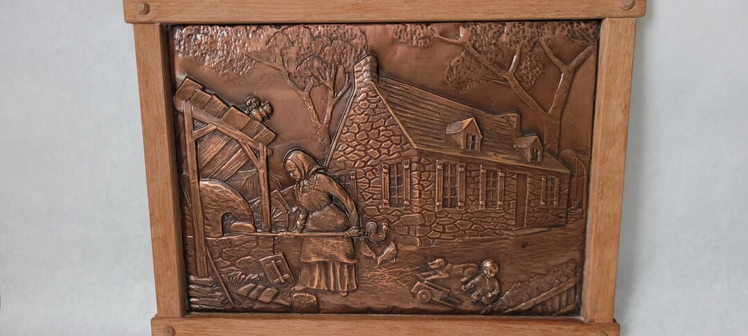 Vintage Beautiful Hanging Embossed Copper Carving Sculpture Canada ...