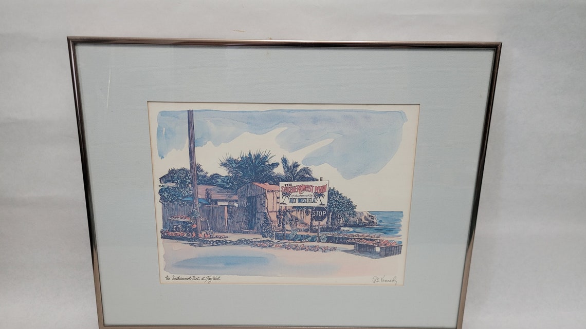 Vintage Signed Lithograph by R.E. Kennedy “the Southernmost Point" Key ...