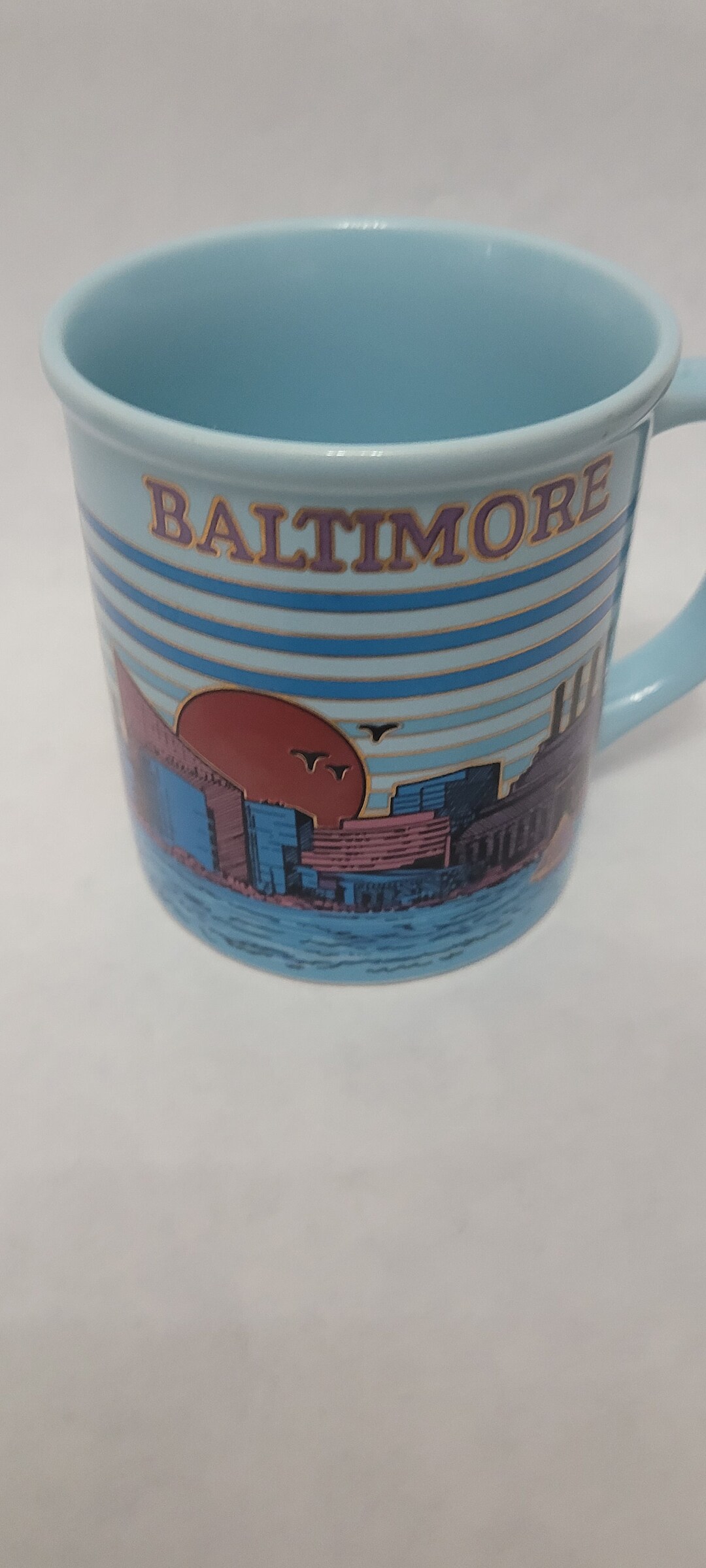 Vintage Baltimore City Pastel Light Turquoise Retro Cityscape Coffee ...