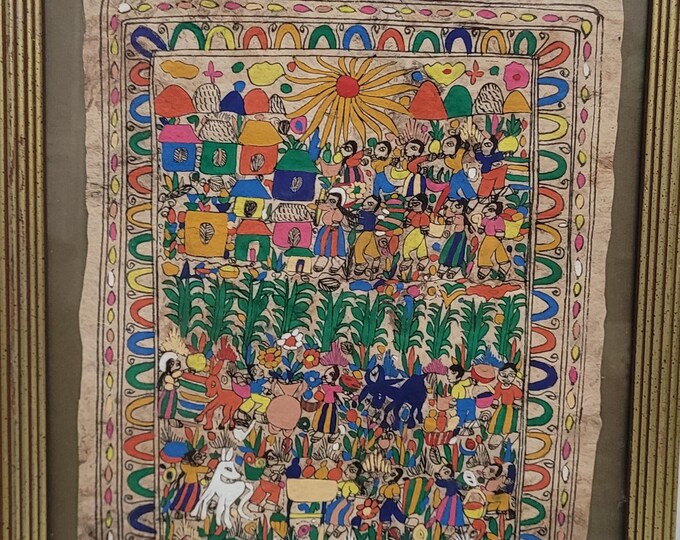 Vintage Mexican Folk Art Hand Painted Pottery Wall Hanging Decor Garden ...