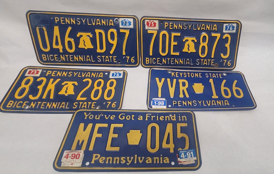 Vintage Antique Car Pennsylvania License Plates Set of 5 Keystone State ...