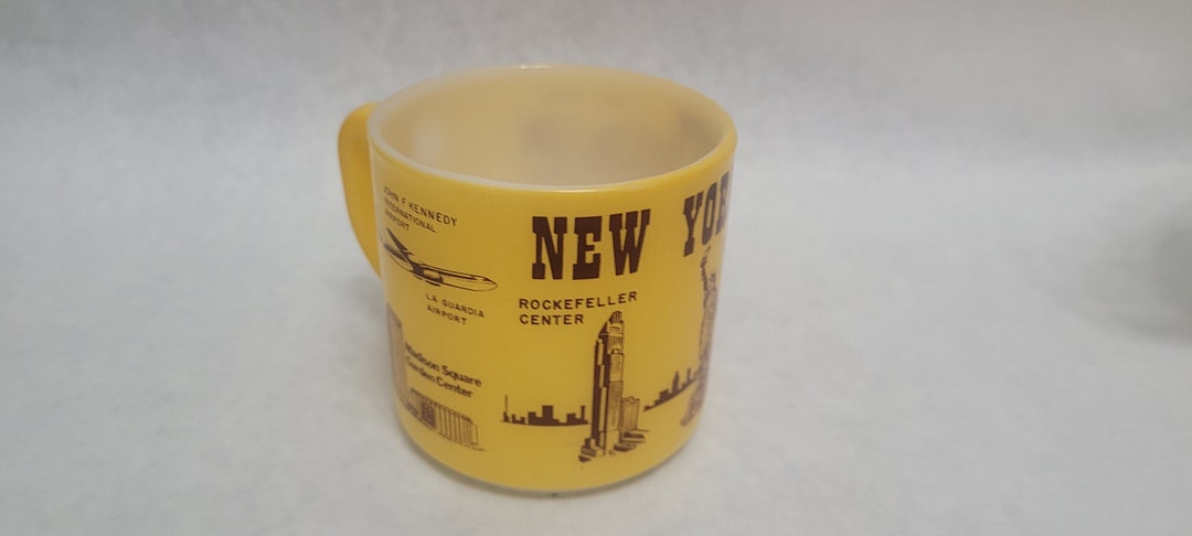 Vintage New York Federal Glass Coffee Mug Cup Manhattan JFK Statue of ...