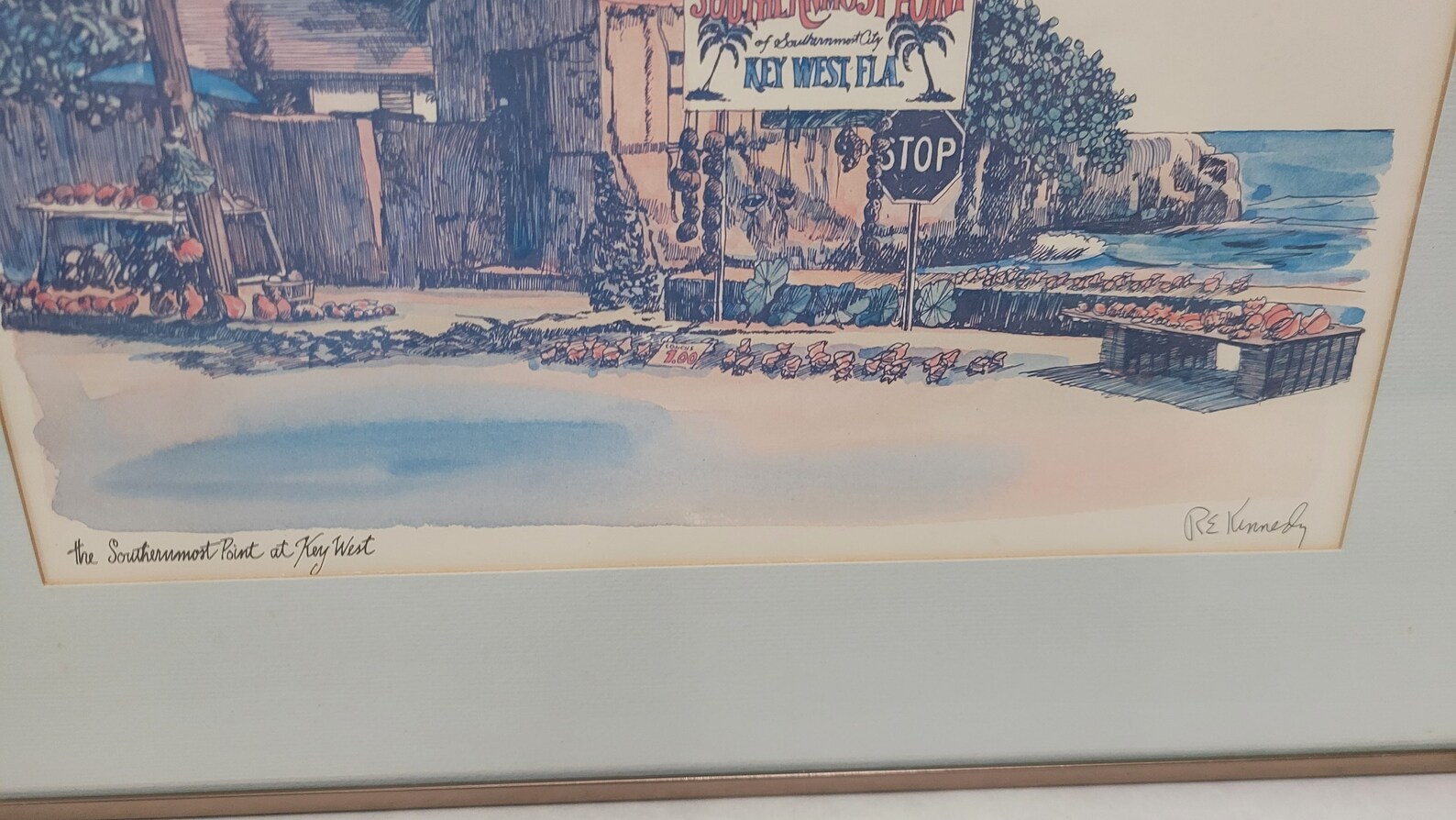 Vintage Signed Lithograph by R.E. Kennedy “the Southernmost Point" Key ...
