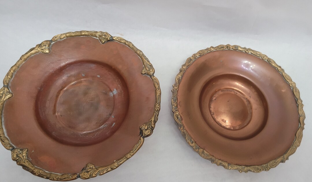 Vintage Antique Pair of Copper Plate Dishes 14" 12" Set of 2 - Etsy
