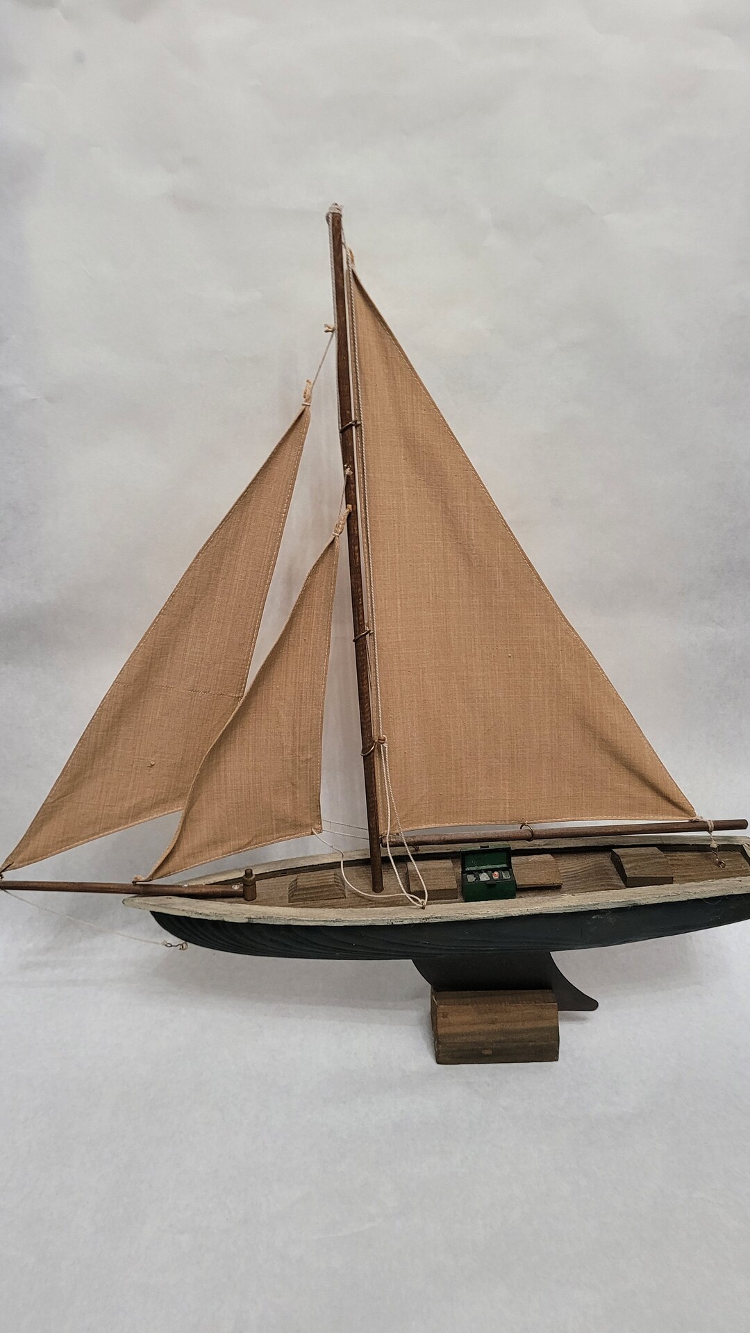 Vintage Handmade Wooden Rustic Newport Sloop Model Sailboat Decoration ...