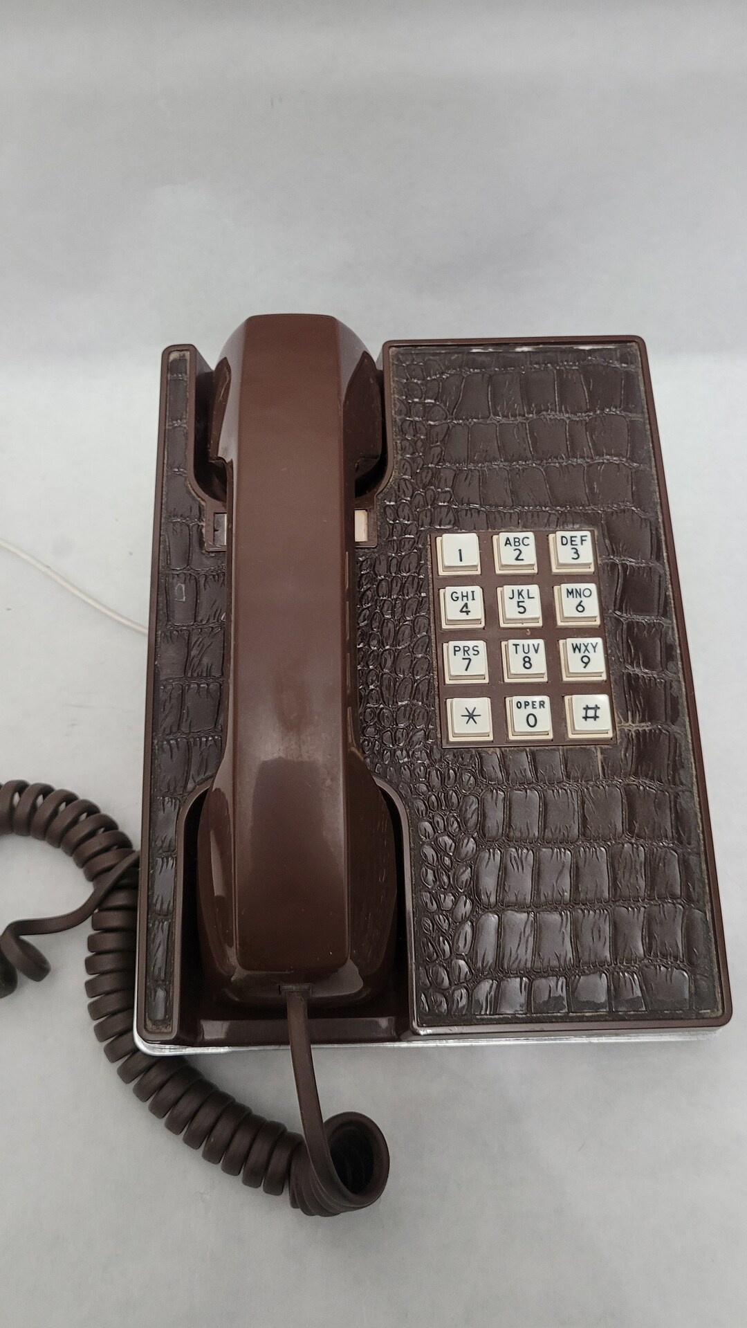 Vintage Western Electric Brown Push Button Phone Faux Alligator Finish ...