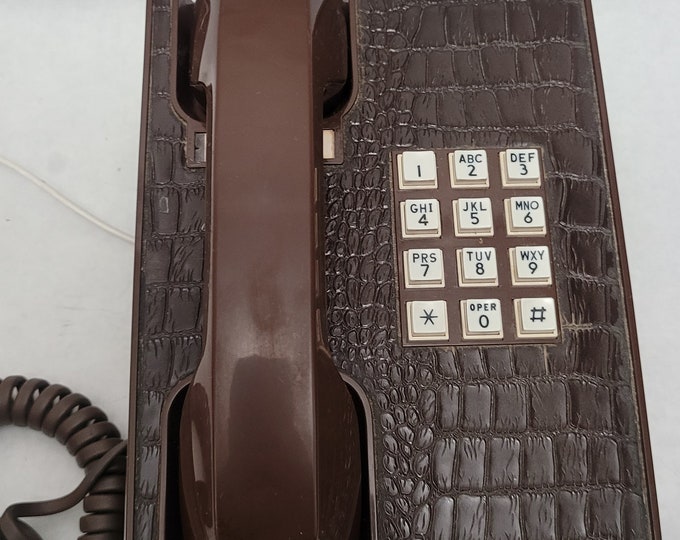 Vintage Western Electric Brown Push Button Phone Faux Alligator Finish ...