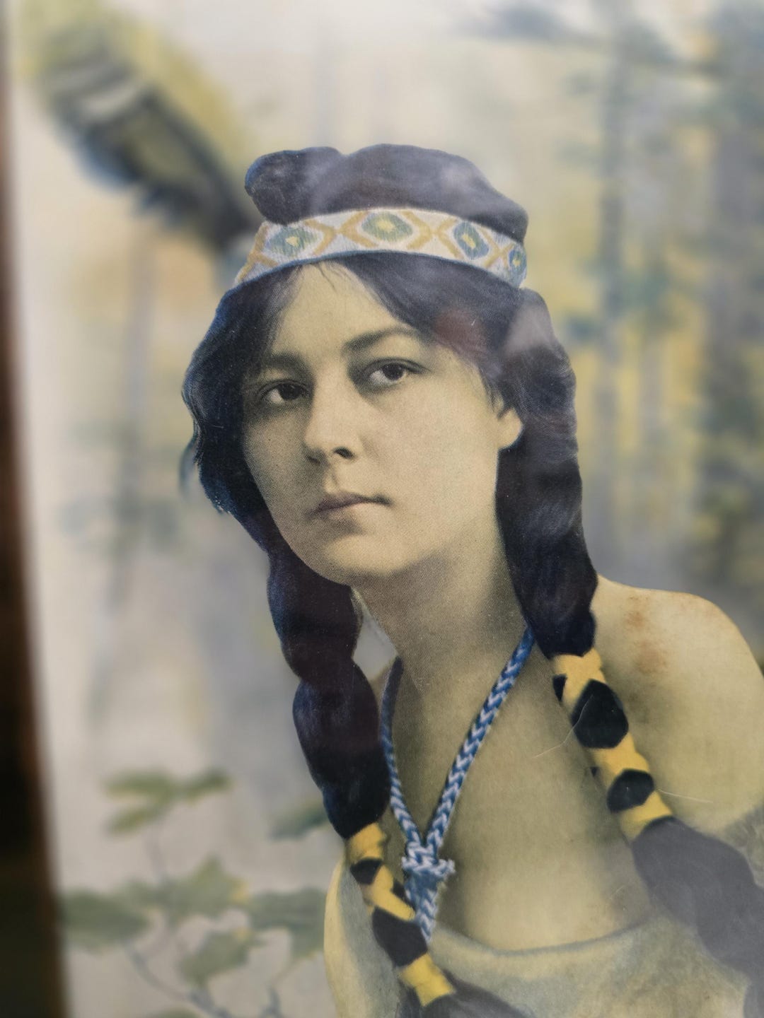 Antique Indian Girl Pocahontas Native American Tribe Forrest Picture ...