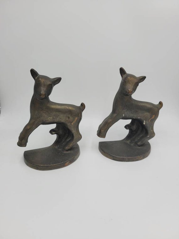 Vintage Cast Iron Metal Farm Animal Lamb Bookend Set Pair Made - Etsy