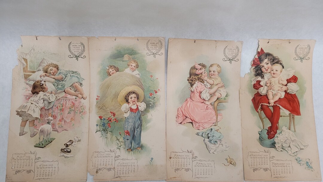 Antique 1905 Advertising Calendar & Baby Record Resinol Soap Drawings ...