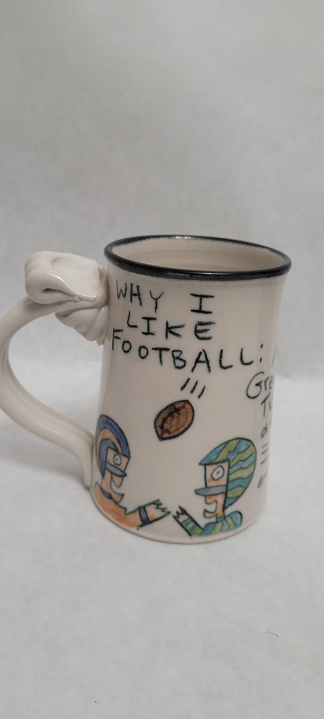 Vintage Tom Edwards Pottery Football Man Cave Collectible Coffee Mug ...