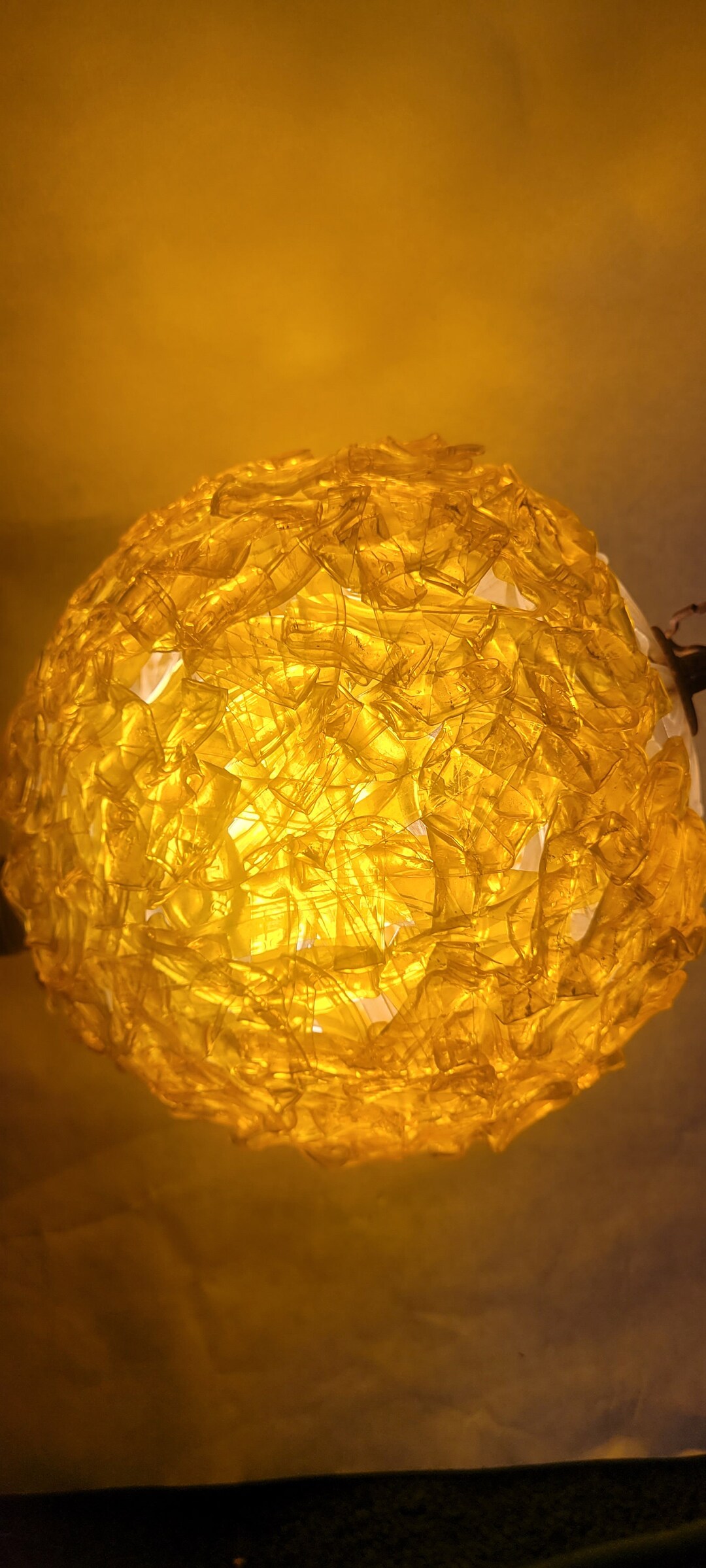 Vintage Spaghetti Lucite Plastic Swag Hanging Lamp Light Retro Yellow ...