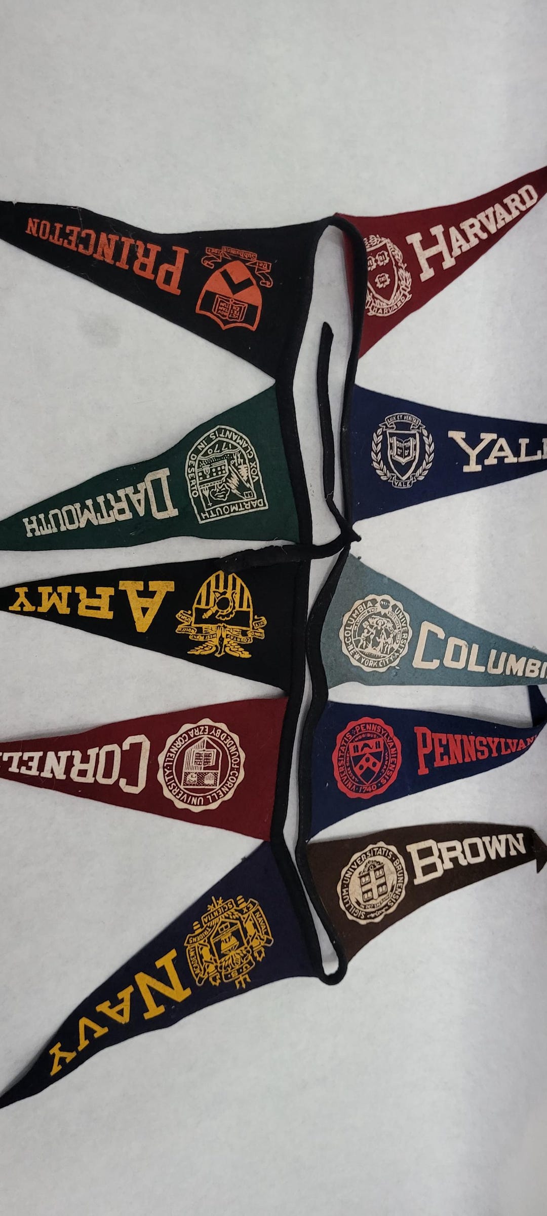 Antique College Felt Pennant Strand Set of 10 Historic Colleges ...