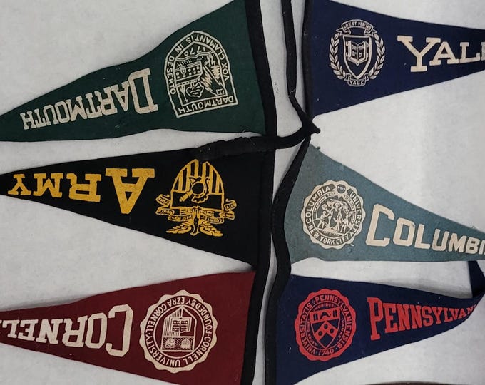 Antique College Felt Pennant Strand Set of 10 Historic Colleges ...