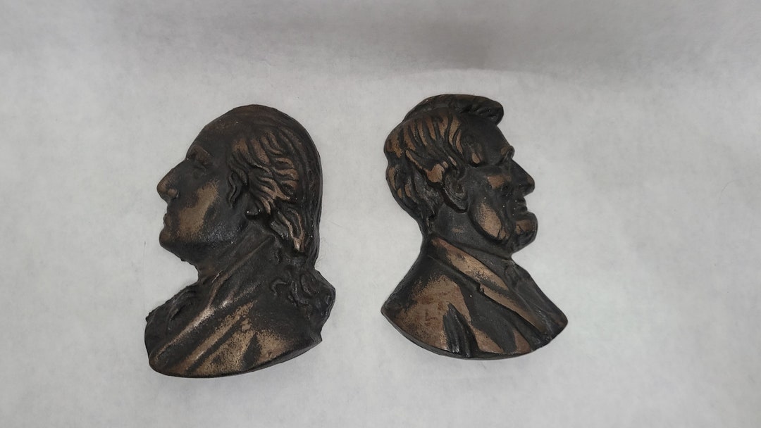 Antique George Washington Abraham Lincoln Cast Iron Bust Presidential ...