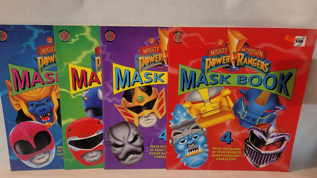 Vintage Mighty Morphin Power Rangers Mask Activity Coloring Book Set of ...