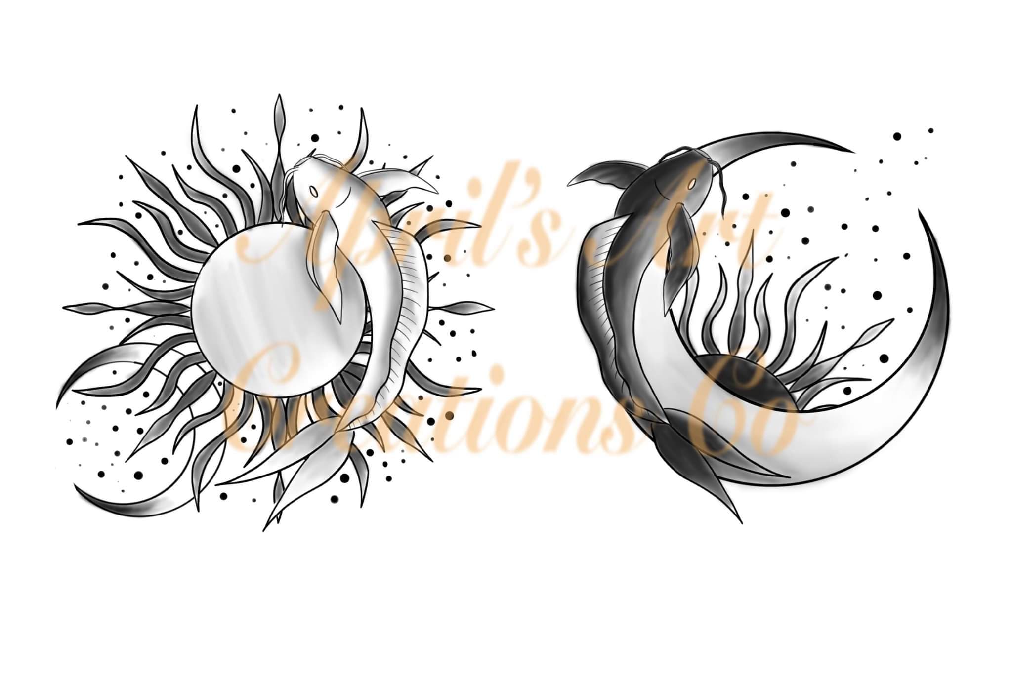 Matching Good and Evil Koi Fish Tattoo Sun and Moon - Etsy