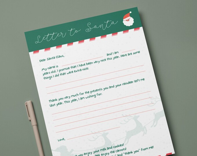Letter to Santa, Kids Christmas List, Santa Claus Letter, Christmas Eve ...