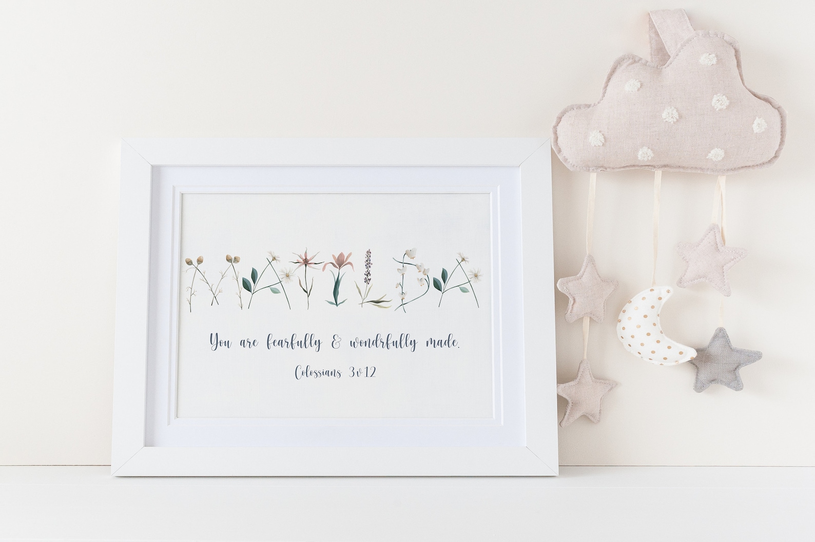 Bible Verse Name Print Floral Christian Nursery Name Print - Etsy UK