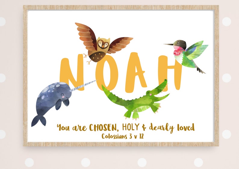 Personalised Bible Verse Name Print Christian Nursery Name | Etsy