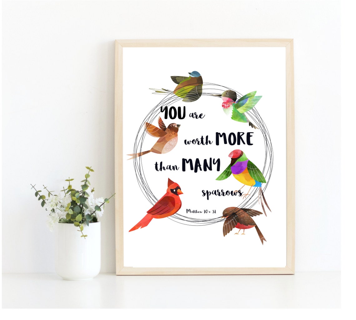Set of 3 Birds Bible Verse Print Bible Verse Wall Art Christian Print ...