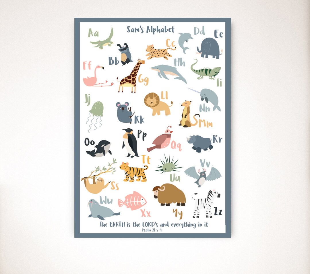 Animal Alphabet Poster Alphabet Print Animal A-Z - Etsy